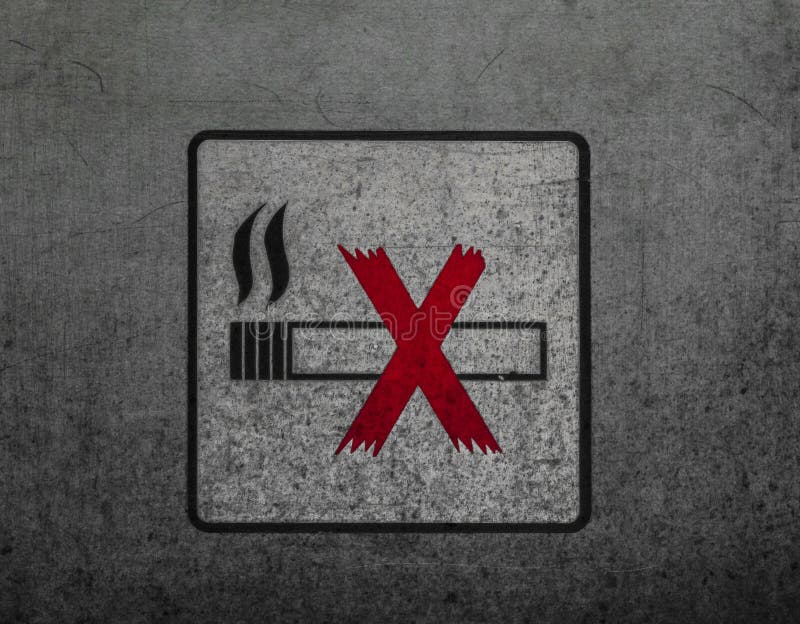 No Smoking Sign on the Dirty Metal Wall Stock Image - Image of icon ...