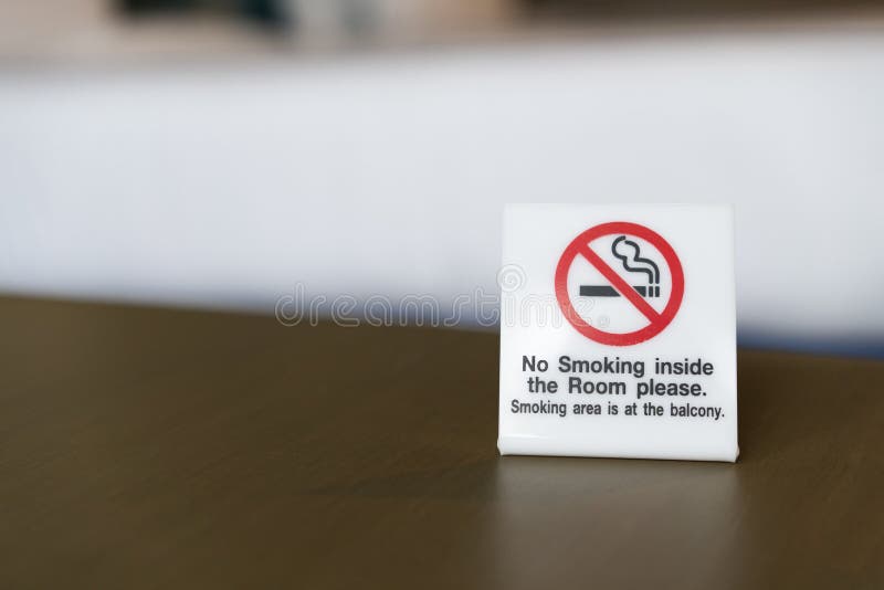 No Smoking Sign Inside the Room in the Hotel Stock Photo - Image of ...