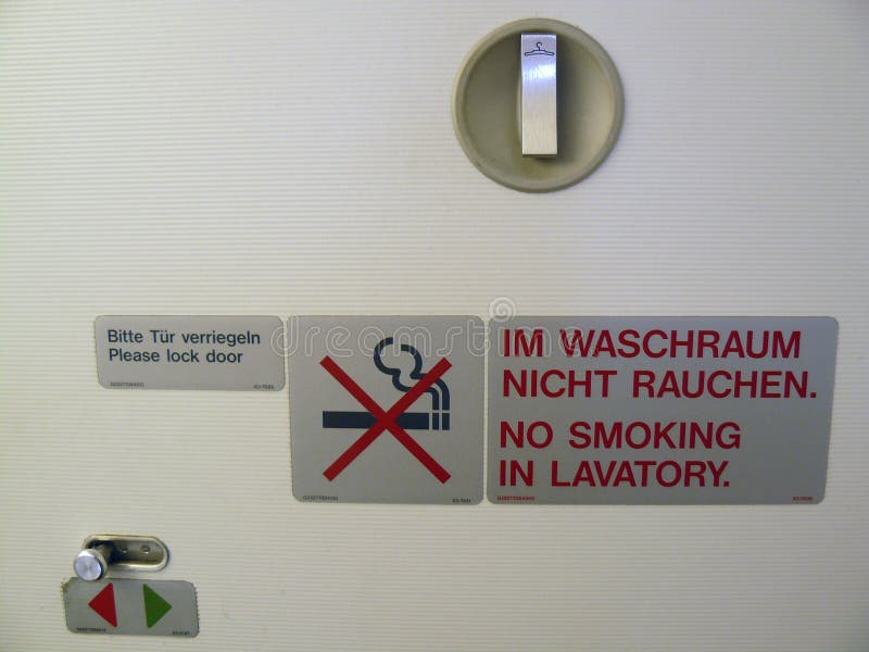 No Smoking Lavatory Sign Warning Toilet Airplane Stock Photos - Free ...