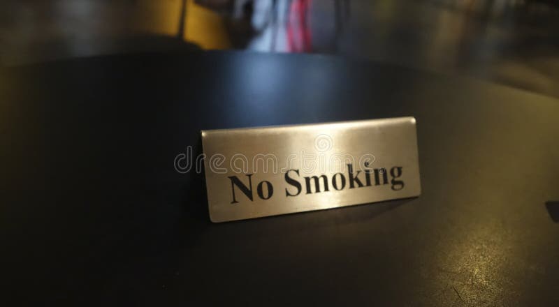 No Smoking Sign on Table in the Cafe Stock Photo - Image of prohibition ...