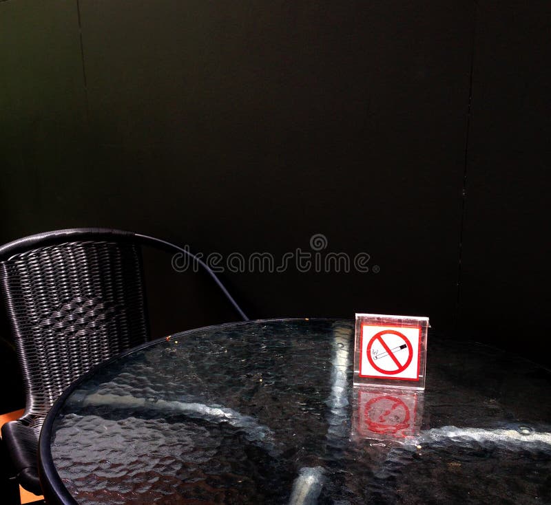 No Smoking Sign on the Table in the Cafe Stock Photo - Image of ...