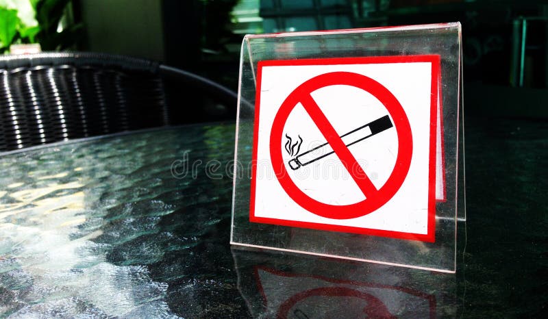 No Smoking Sign on the Table in the Cafe Stock Image - Image of smoking ...
