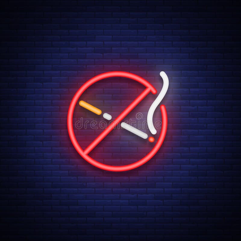 No Smoking Vector Neon Sign. Bright Symbol, Icon, Luminous Warning Sign ...
