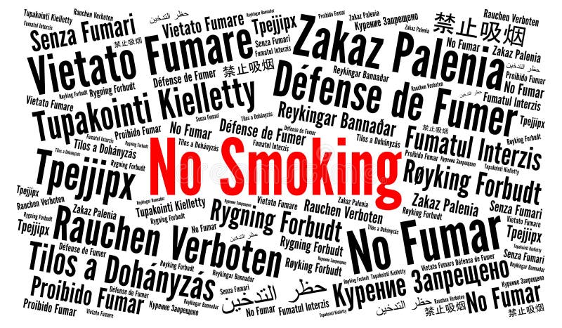 No Smoking Word Cloud in Different Languages Stock Illustration ...