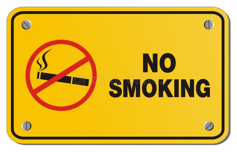 No Smoking Yellow Sign - Rectangle Sign Stock Illustration ...