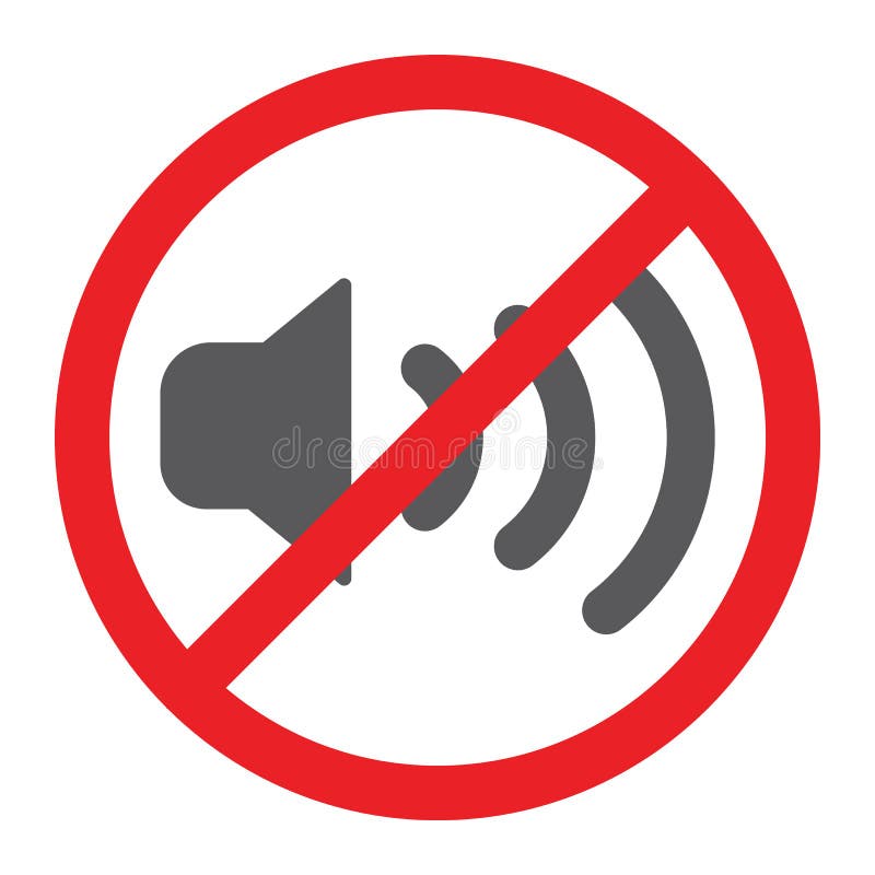 No Sound Glyph Icon, Prohibited and Silence, No Noise Sign, Vector ...