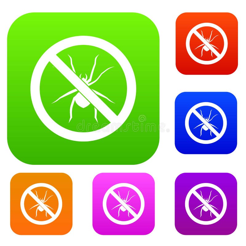 No Spider Sign Set Collection Stock Vector - Illustration of graphic ...