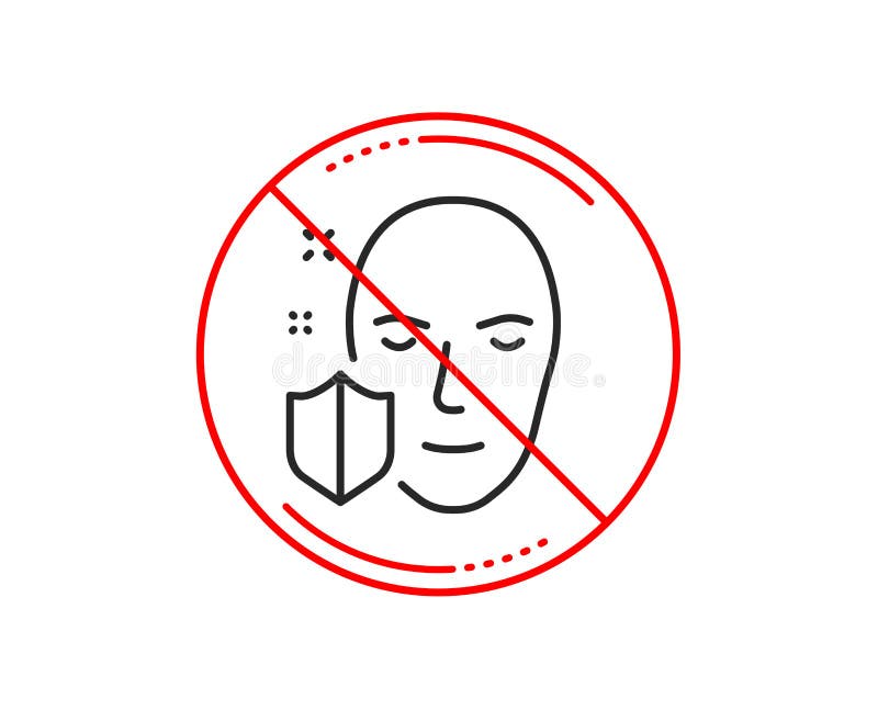 Face Detection Protected Line Icon. Secure Access Sign. Vector Stock ...