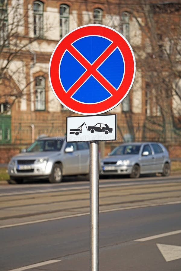 No Stopping Traffic Sign on the Road Stock Image - Image of street ...