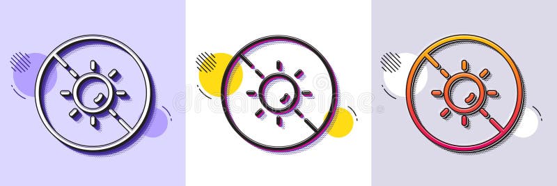 No Sun Line Icon. Uv Protect Sign. Halftone Dotted Pattern. Vector ...