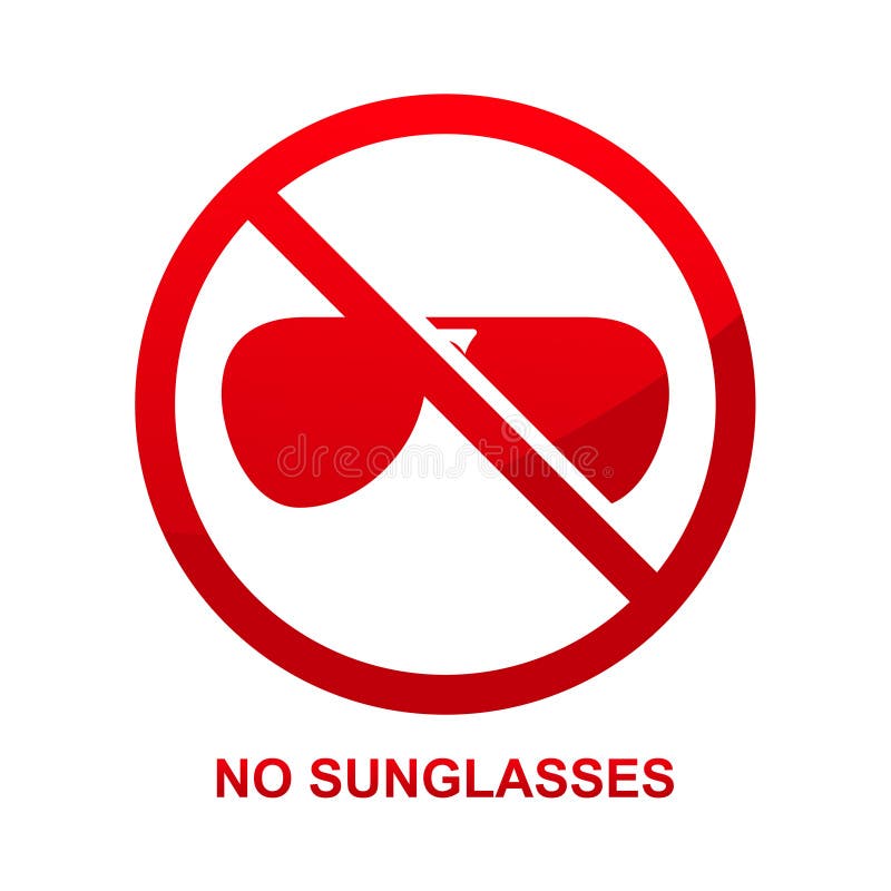 No Sunglasses Sign. No Aviator Red Prohibition Circle Icon on White ...