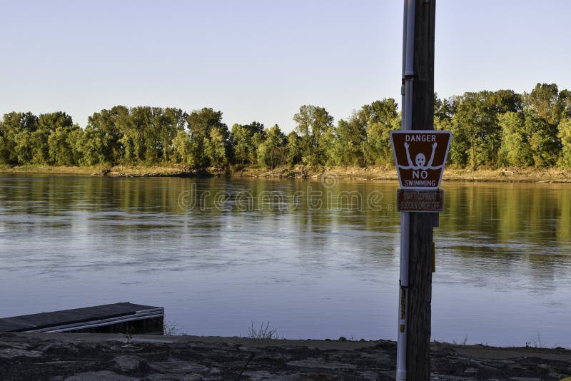 No Swimming Sign on the Missouri River Stock Image - Image of sign ...