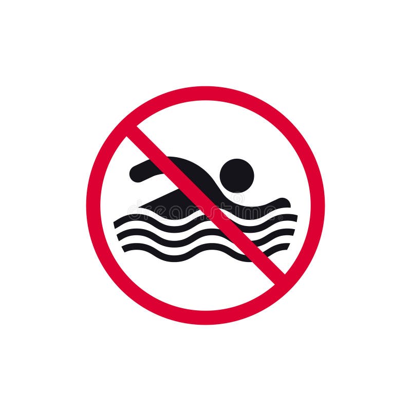 No Swimming Prohibited Sign, Forbidden Modern Round Sticker, Vector ...