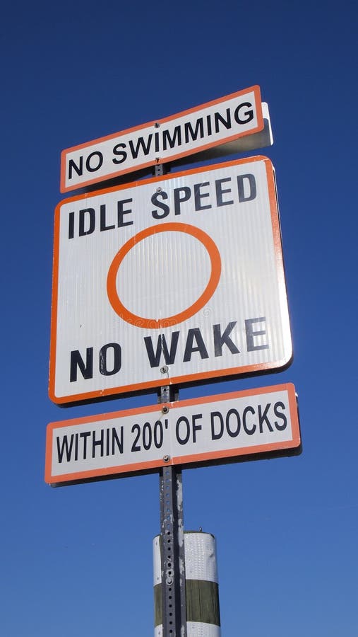 No Swimming No Wake Sign at Lake Stock Image - Image of sign ...
