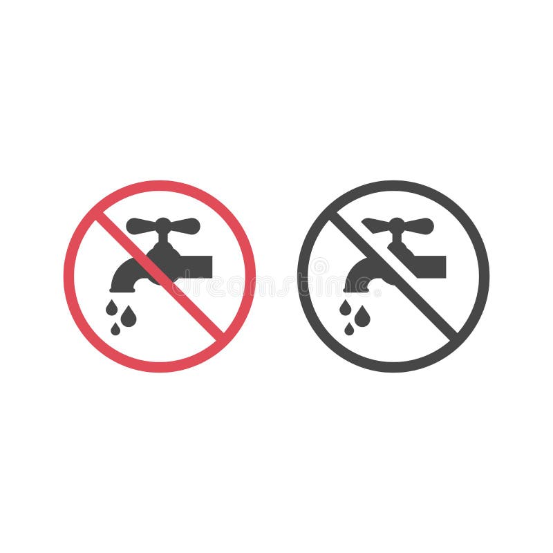 No Tab Water Black Vector Icon Stock Vector - Illustration of sign ...