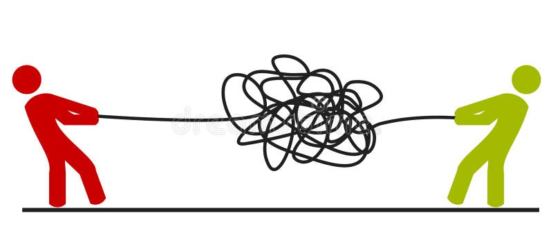 No Teamwork - Two Persons Pulling Knotted Rope Stock Image - Image of ...