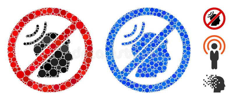 Mosaic No Telepathy Waves Icon with Coronavirus Scratched Meningitis ...