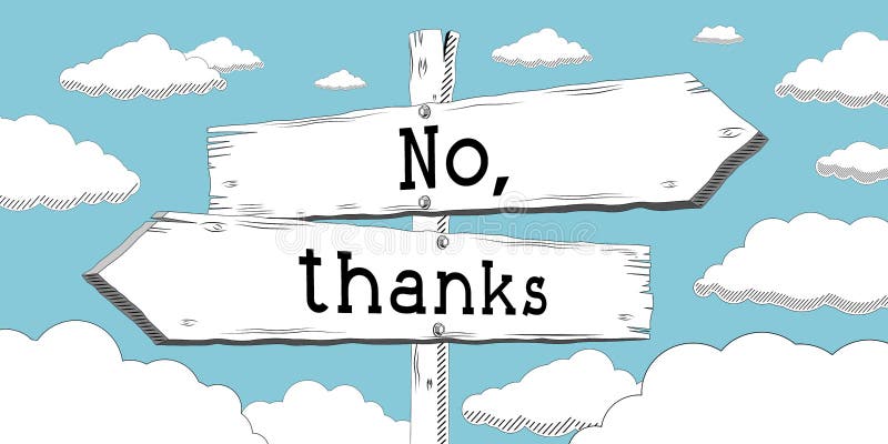 No, Thanks - Outline Signpost with Two Arrows Stock Illustration ...