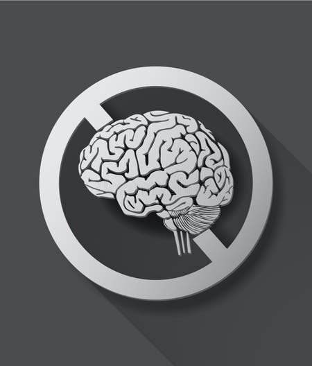 No Thinking Sign with Brain Stock Vector - Illustration of medicine ...