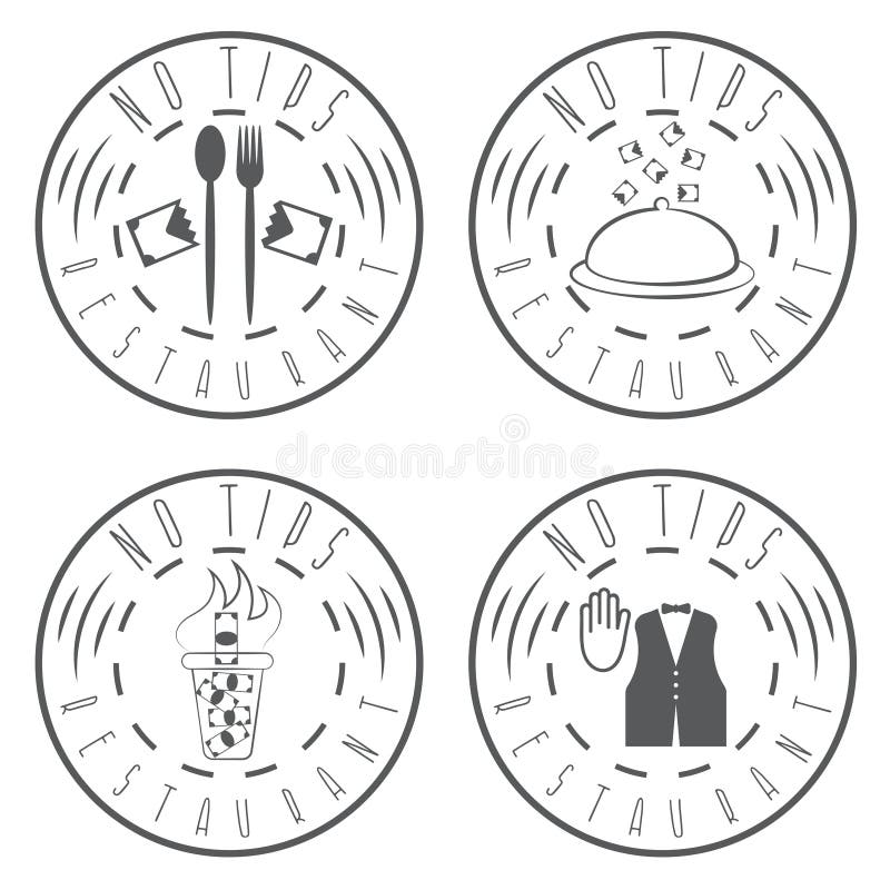No Tips Restaurant Vintage Vector Labels Stock Vector - Illustration of ...