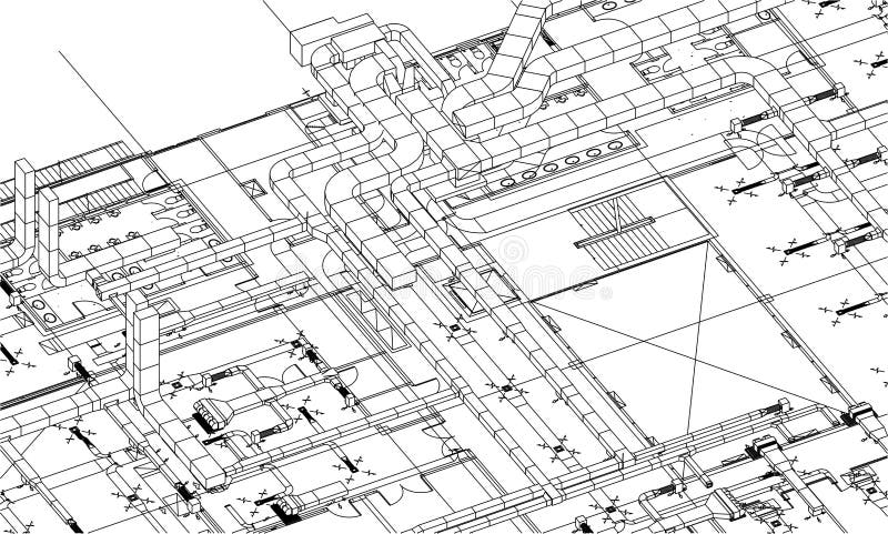 Architectural BIM Ventilation System Design 3d Illustration Stock ...