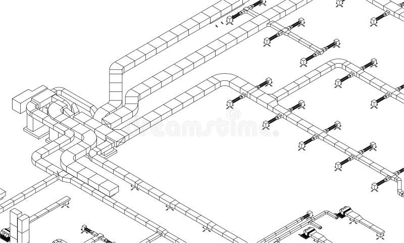 Architectural BIM Ventilation Ducts Design Vector 3d Illustration Stock ...