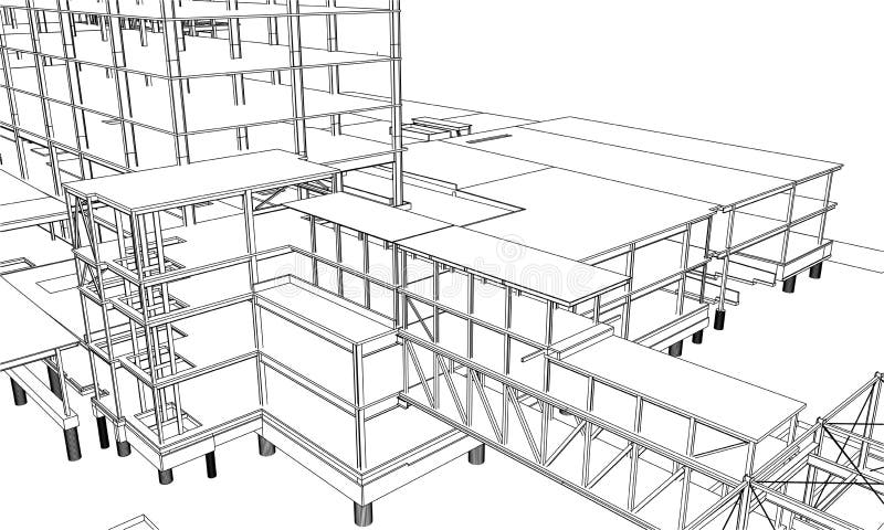 Blueprint Construction Drawing Technical Under Stock Illustrations ...