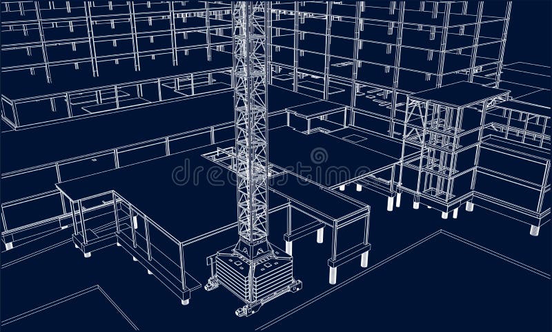 Under Construction Site Engineering with Frame Structure and Tower ...