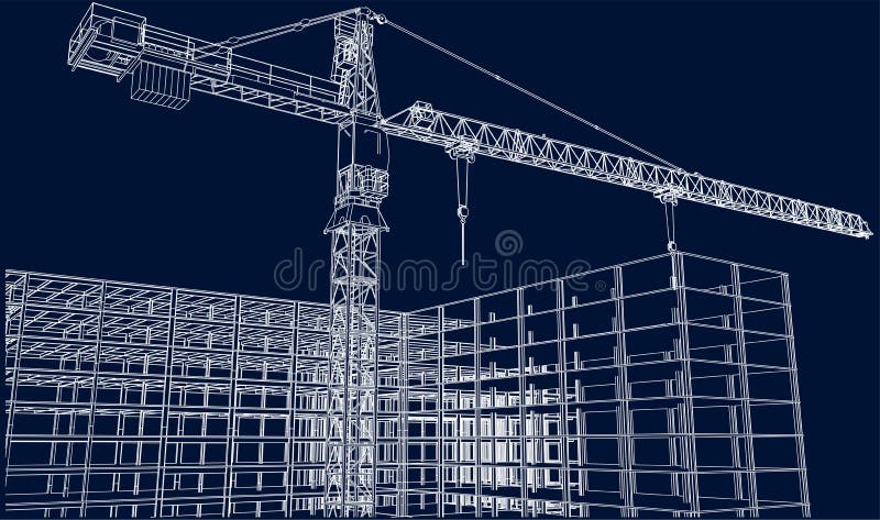 Under Construction Site Engineering Frame Structure and Tower Crane 3D ...