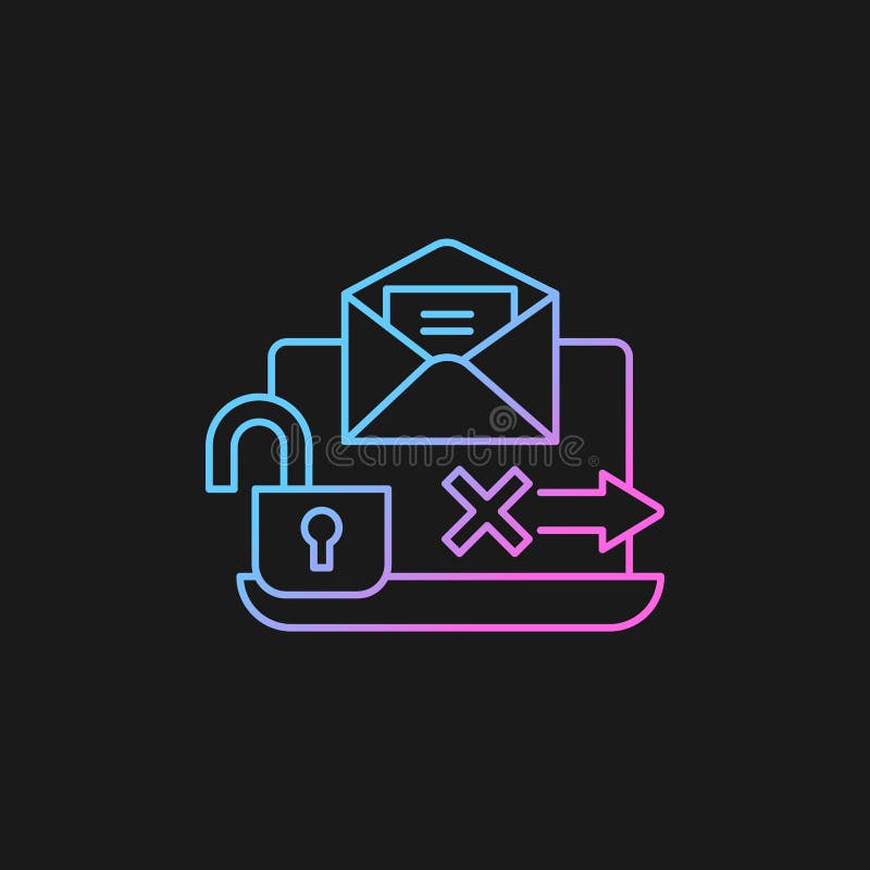 No Transmission Via Email Gradient Vector Icon for Dark Theme Stock ...