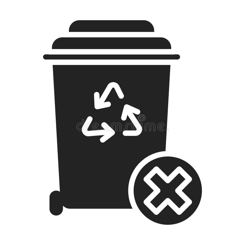 No Trash Bin Black Line Icon. Container Recycle. Isolated Vector ...