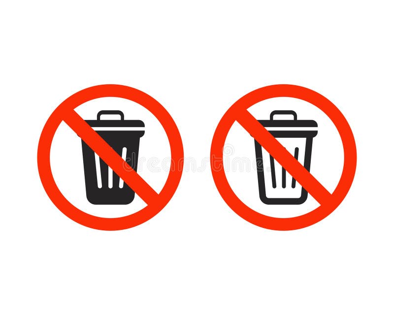 No Trash Bin Icon. No Bin Icon Symbol Stock Vector - Illustration of ...
