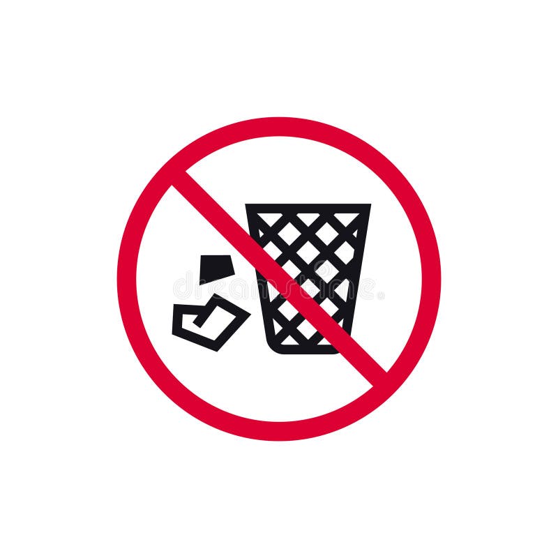 No Trash Prohibited Sign, Forbidden Modern Round Sticker, Vector ...