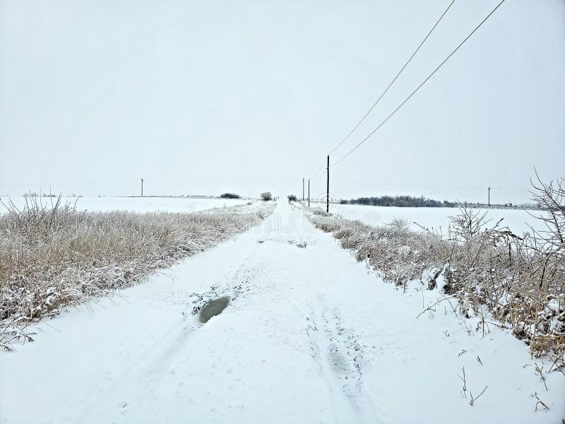 No Travel Advised. Caution Driving on Icy Roads in the Winter Stock ...