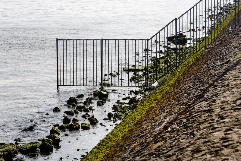 Security Fence in the River Stock Image - Image of metal, steel: 163817795