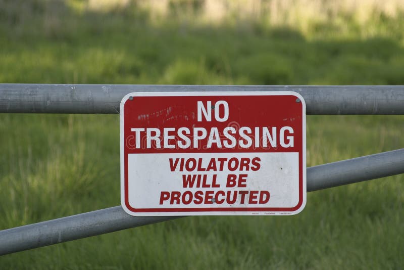 No Trespassing Sign Hanging on a Rope Stock Image - Image of sign ...