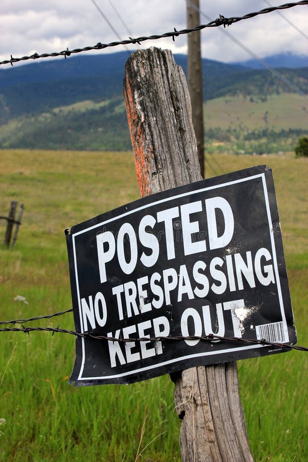 Rural Private No Trespassing Sign On Wood Post Stock Image - Image of ...