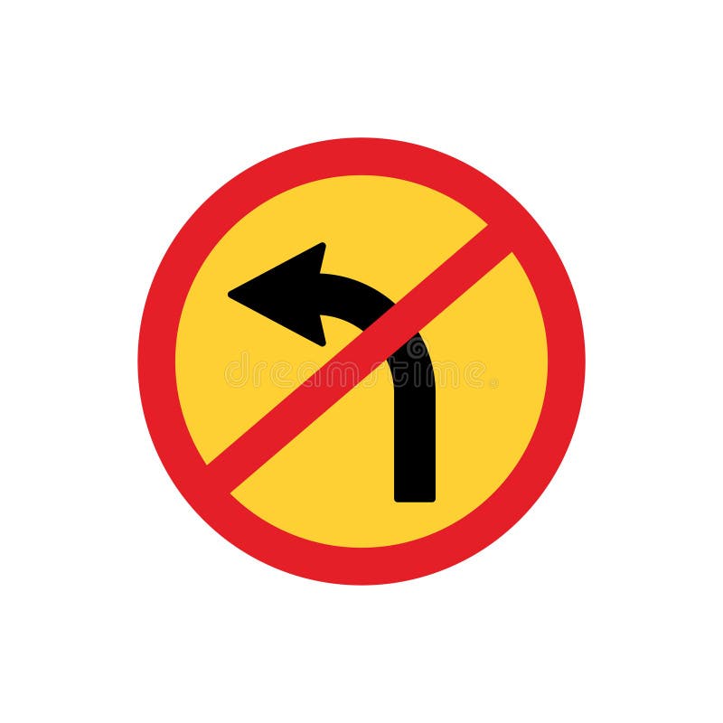 No Turn Left Icon Vector on Trendy Design Stock Illustration ...