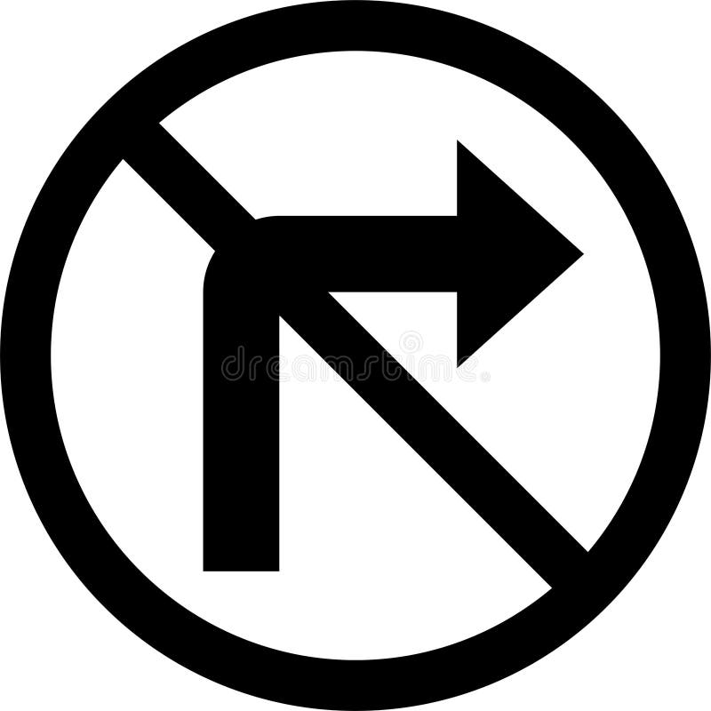 No Turn Right Sign Icon, Traffic Sign Vector Illustration Stock Vector ...