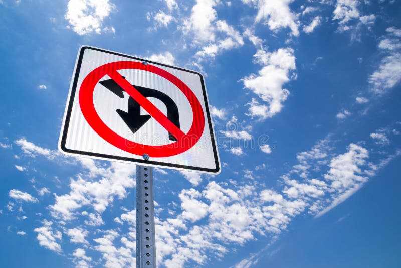 No U-Turn. stock photo. Image of pole, blue, left, prohibit - 44573916 No U-Turn. stock photo. Image of pole, blue, left, prohibit - 44573916