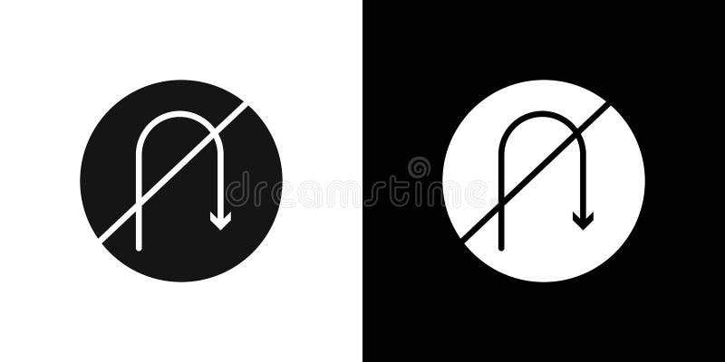No U Turn Sign Icon Flat Vector Set Outline Stock Vector Illustration Of Icon Traffic 332409997