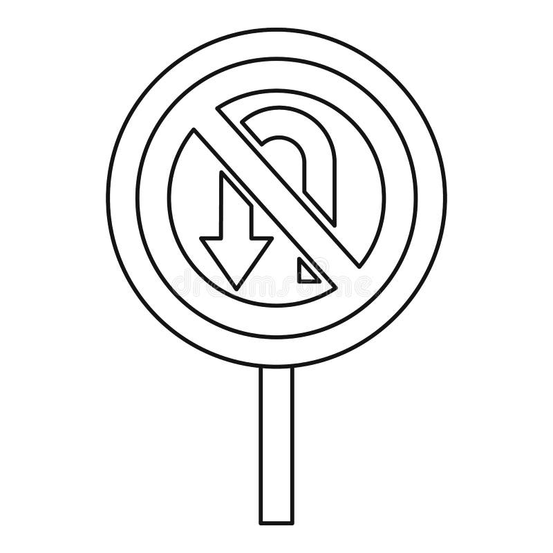 No U Turn Traffic Sign Icon, Outline Style Stock Vector - Illustration ...