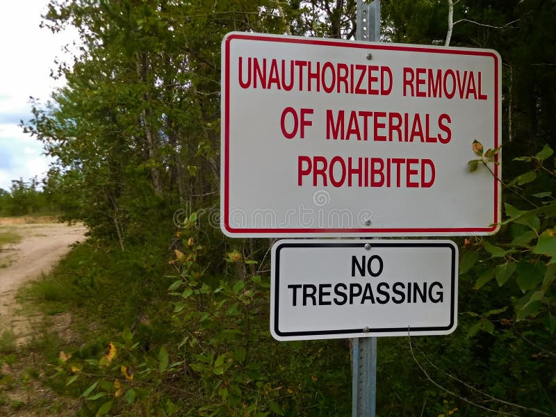 No UnAuthorized Removal of Materials Sign Stock Image - Image of gate ...