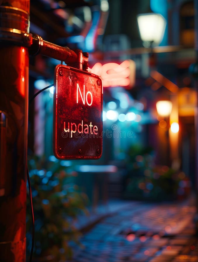 No Update Sign on a Pole in the Middle of a City Stock Photo - Image of ...