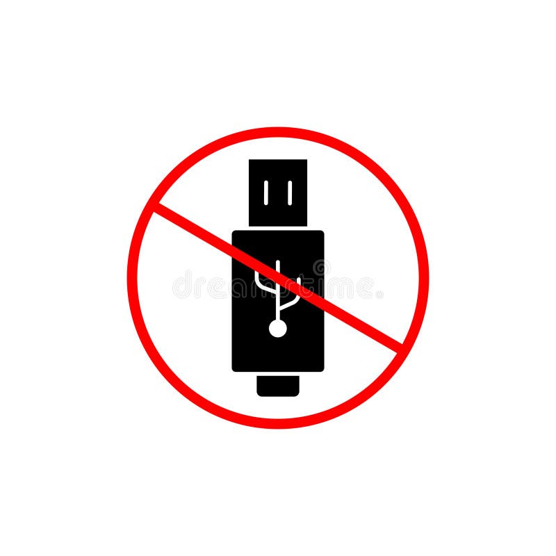 No USB Flash Drive Sign Icon Set. Ban on Digital Data Devices Including ...