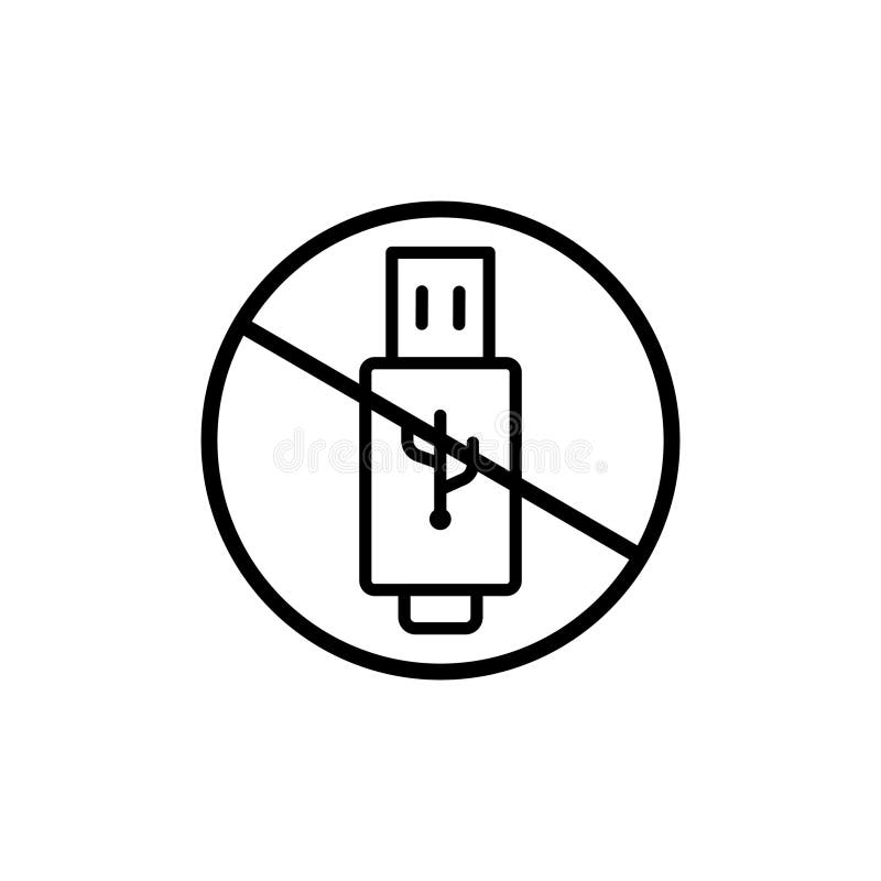 No USB Flash Drive Sign Icon Set. Ban on Digital Data Devices Including ...
