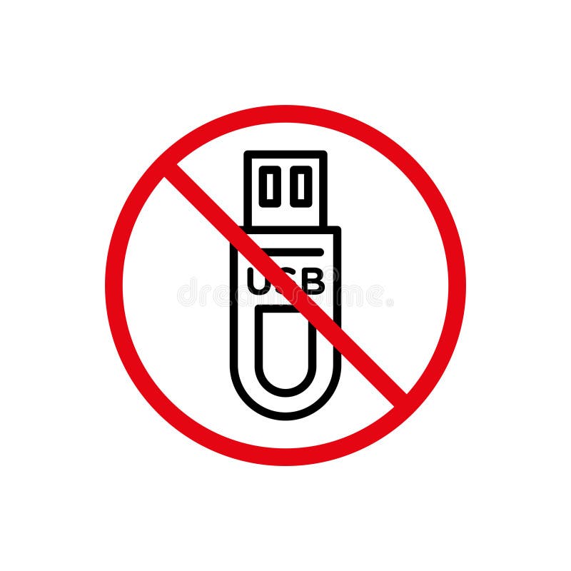 No USB Flash Drive Sign Icon Set. Ban on Digital Data Devices Including ...