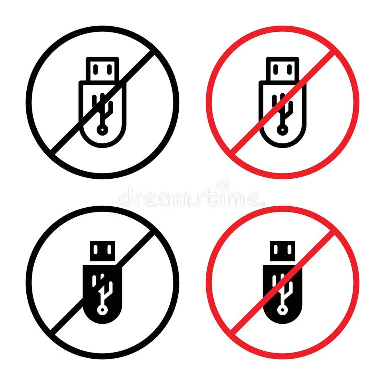 No USB Flash Drive Allowed Sign Data Security Icon for Restricted Areas ...