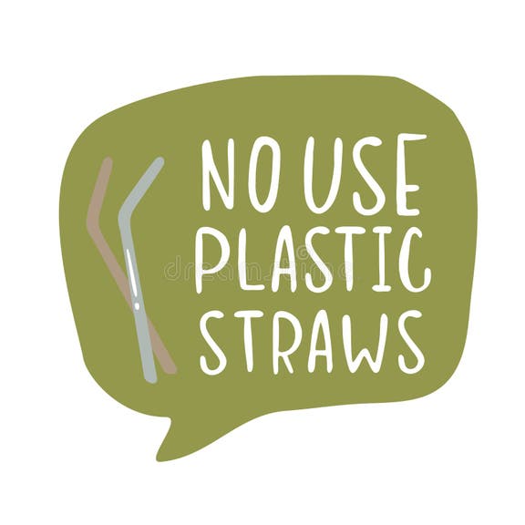 No Use Plastic Straws. Vector Set of Hand-drawing Inscriptions on a ...