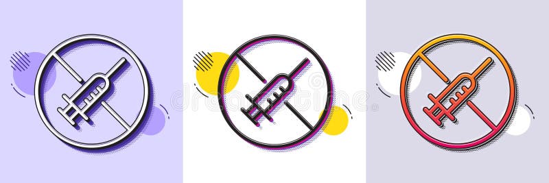 No Vaccine Line Icon. Stop Vaccination Sign. Halftone Dotted Pattern ...